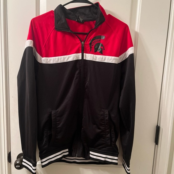 Jackets & Coats | Athletic Works Zip Up Track Jacket Black Red White ...